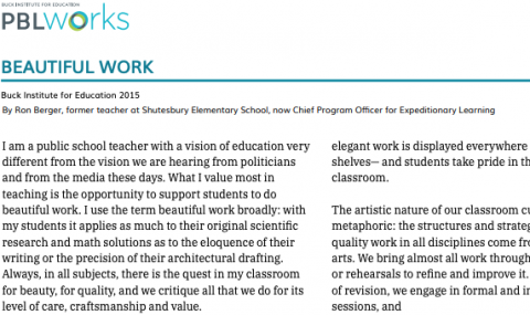 Beautiful Work | MyPBLWorks