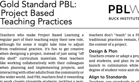 Gold Standard PBL: Project Based Teaching Practices | MyPBLWorks