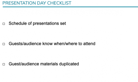 Presentation Day Checklist | MyPBLWorks