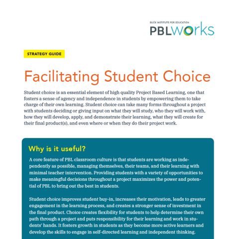 Facilitating Student Choice | MyPBLWorks